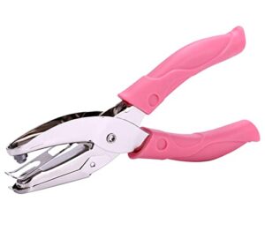 star shape single paper hole punch, 1 pack 6.3 inch length 1/4 inch of diameter of hole handheld puncher with pink soft thick leather cover(star 1/4 inch)