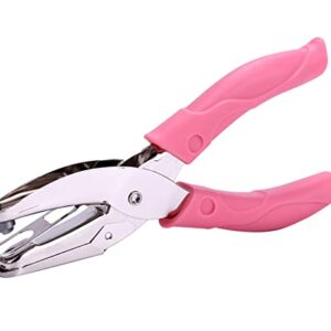 Star Shape Single Paper Hole Punch, 1 Pack 6.3 Inch Length 1/4 Inch of Diameter of Hole Handheld Puncher with Pink Soft Thick Leather Cover(Star 1/4 inch)