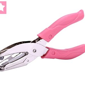 Star Shape Single Paper Hole Punch, 1 Pack 6.3 Inch Length 1/4 Inch of Diameter of Hole Handheld Puncher with Pink Soft Thick Leather Cover(Star 1/4 inch)