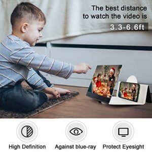 12''HD Foldable Screen Magnifier, 3D HD Mobile Phone Screen Magnifier, Enlarger for Movies,Videos,Gaming,Compatible with Most Phones (Black)