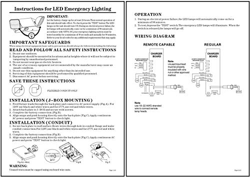 AKT LIGHTING Commercial Emergency Light, UL Certified, White Emergency Light Fixture with 2 LED Square Heads Adjustable & Backup Batteries Exit Lighting（6Pack）