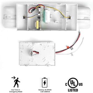 AKT LIGHTING Commercial Emergency Light, UL Certified, White Emergency Light Fixture with 2 LED Square Heads Adjustable & Backup Batteries Exit Lighting（6Pack）