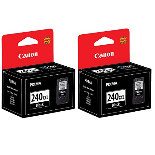 Canon 2 Pack PG-240XXL Extra High Capacity Black Ink Cartridge for Select PIXMA MG, MX, TS Series Printers - 21 ml