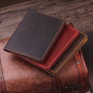 Leather Cover Compatible with Rite in the Rain & Rocketbook Mini Notebooks, Top Bound Spiral Notebook Cover, Leather Cover for 4'' x 6'' Pocket Notepad With Pen Holder - COFFEE