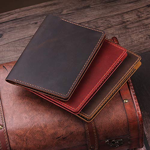 Leather Cover Compatible with Rite in the Rain & Rocketbook Mini Notebooks, Top Bound Spiral Notebook Cover, Leather Cover for 4'' x 6'' Pocket Notepad With Pen Holder - COFFEE