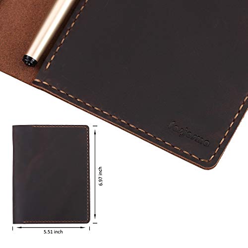 Leather Cover Compatible with Rite in the Rain & Rocketbook Mini Notebooks, Top Bound Spiral Notebook Cover, Leather Cover for 4'' x 6'' Pocket Notepad With Pen Holder - COFFEE