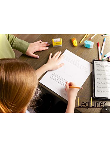 LEGILINER Spaces: 1" Dashed Handwriting line with Broken Baseline. Rolling, self-Inking Stamp Handwriting Practice Tool for Teachers/OT’s/Homeschool/Special Ed. Pre-K/Kindergarten Size