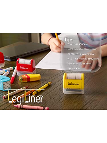 LEGILINER Spaces: 1" Dashed Handwriting line with Broken Baseline. Rolling, self-Inking Stamp Handwriting Practice Tool for Teachers/OT’s/Homeschool/Special Ed. Pre-K/Kindergarten Size