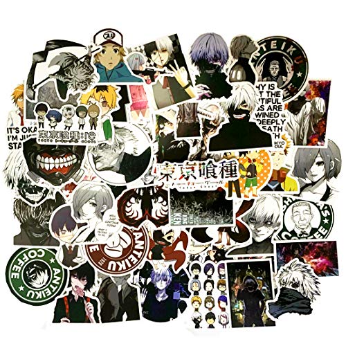 50PCS Tokyo Ghoul Stickers,Waterproof Anime Stickers for Laptop Skateboard Pad Bicycle Phone Car,Decal Cartoon Stickers (50PCS Tokyo Ghoul Stickers)