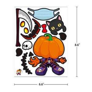 FaCraft Halloween Stickers for Kids,Make-a-Face Stickers,12 Sheets Make Your Own Stickers,Halloween Face Stickers for Halloween Party Games Favor Halloween Kids Treat Gift Party Supplies