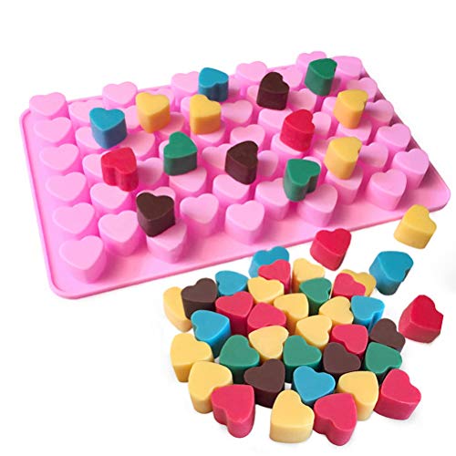 Silicone Moulds for Wax Melts, Wax Melt Moulds Silicone with Dropper 55 Heart Mould Sweet Moulds Mini Candy Molds Silicone Shape for Love Chocolate Soap Ice Cube Tray Jelly Melts Gummy DIY