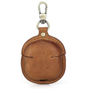 Kryfa Leather Case Compatible with Galaxy Buds Pro/Galaxy Buds 2, Samsung Galaxy Buds Live Protective Case with Keychain, Soft Genuine Leather Case Cover for Samsung Galaxy Earbuds (Brown)