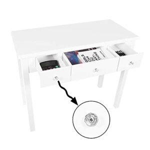 STHOUYN Home Office Small Writing Desk with Drawers Bedroom, Study Table for Adults/Student, Vanity Makeup Dressing Table Save Space Gifts White (White)