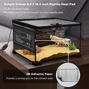 Simple Deluxe 8.5 X 18.5 Inch 24W Reptile Heat Mat Temperature Adjustable Under Tank Heater Terrarium Warmer Heating Pad for Amphibians and Reptiles Pet, Black