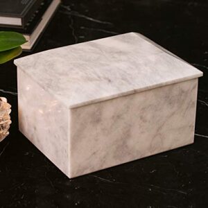 Deering Moments Marble Cremation Memorial Urn for Human Ashes Adult Size (White)