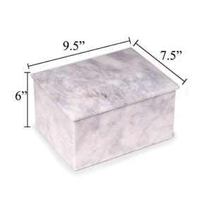 Deering Moments Marble Cremation Memorial Urn for Human Ashes Adult Size (White)