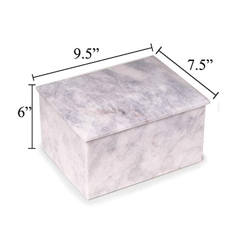 Deering Moments Marble Cremation Memorial Urn for Human Ashes Adult Size (White)