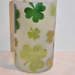 Yankee Candle New Green & Gold Shamrocks St Paddy Glass Jar Candle Holder