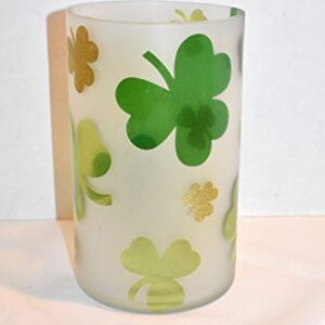 Yankee Candle New Green & Gold Shamrocks St Paddy Glass Jar Candle Holder