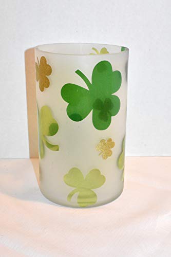 Yankee Candle New Green & Gold Shamrocks St Paddy Glass Jar Candle Holder