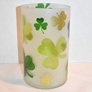 Yankee Candle New Green & Gold Shamrocks St Paddy Glass Jar Candle Holder