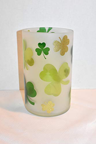 Yankee Candle New Green & Gold Shamrocks St Paddy Glass Jar Candle Holder