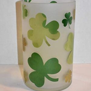 Yankee Candle New Green & Gold Shamrocks St Paddy Glass Jar Candle Holder