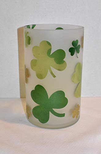 Yankee Candle New Green & Gold Shamrocks St Paddy Glass Jar Candle Holder