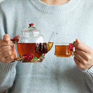 BTaT- Small Glass Tea Set, 2 Fancy Cups, Tea Pot Glass, Tea Kettle Set, Tea Pot, Glass Teapot, Tea Set for Adults, Glass Tea Kettle, Glass Tea Cup, Pretty Tea Cup, Teapot, Fancy Tea Cup, Fancy Tea Set