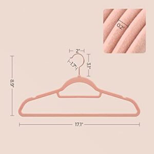 SONGMICS Velvet Hangers, Set of 30 Clothes Hanger with Rose Gold Swivel Hook, Non-Slip, and Space-Saving, 0.2-Inch Thick, 17.1-Inch Long for Coat, Shirt, Dress, Pants, Tie, Light Pink UCRF21PK30