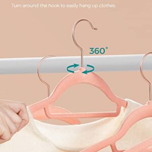 SONGMICS Velvet Hangers, Set of 30 Clothes Hanger with Rose Gold Swivel Hook, Non-Slip, and Space-Saving, 0.2-Inch Thick, 17.1-Inch Long for Coat, Shirt, Dress, Pants, Tie, Light Pink UCRF21PK30