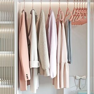 SONGMICS Velvet Hangers, Set of 30 Clothes Hanger with Rose Gold Swivel Hook, Non-Slip, and Space-Saving, 0.2-Inch Thick, 17.1-Inch Long for Coat, Shirt, Dress, Pants, Tie, Light Pink UCRF21PK30