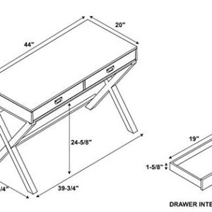 Linon Grey 2-Drawer Writing Jaycee Desk