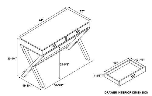 Linon Grey 2-Drawer Writing Jaycee Desk