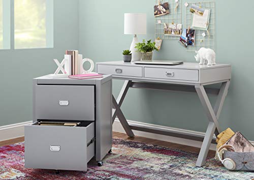 Linon Grey 2-Drawer Writing Jaycee Desk