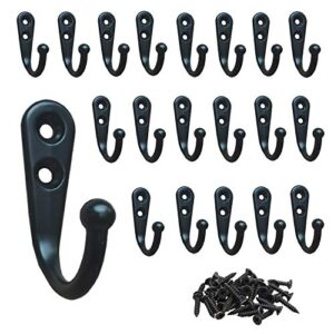 ymaiss 40packs small black wall mounted coat hook single coat hanger vintage style double hole metal single hook hangers robe hooks door hook key hooks jewelry cloth hanger with 80 screws