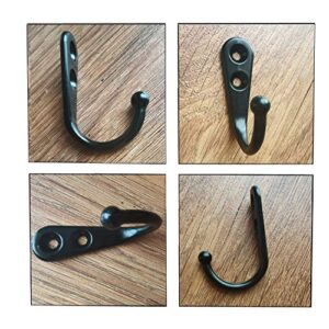 YMAISS 40packs Small Black Wall Mounted Coat Hook Single Coat Hanger Vintage Style Double Hole Metal Single Hook Hangers Robe Hooks Door Hook Key Hooks Jewelry Cloth Hanger with 80 Screws