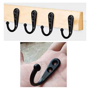 YMAISS 40packs Small Black Wall Mounted Coat Hook Single Coat Hanger Vintage Style Double Hole Metal Single Hook Hangers Robe Hooks Door Hook Key Hooks Jewelry Cloth Hanger with 80 Screws