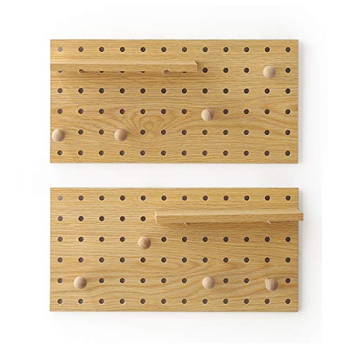 XAOMLP Wooden Pegboard Modular Display Organization Storage Wall Hooks Shelf(Color:Oak)