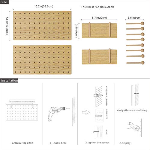 XAOMLP Wooden Pegboard Modular Display Organization Storage Wall Hooks Shelf(Color:Oak)