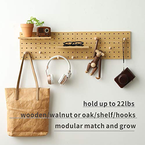 XAOMLP Wooden Pegboard Modular Display Organization Storage Wall Hooks Shelf(Color:Oak)