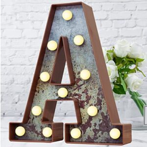 led marquee light up letters industrial vintage style lighted letters rust metal effect marquee letter with lights illumination letter signs for christmas wedding birthday party home cafe bar decor-a