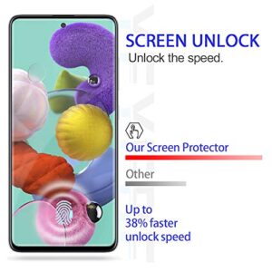 Galaxy A51 HD Clear Tempered Glass Screen Protector + Camera Lens Protectors by YEYEBF, [2+2 Pack] [in-Display Fingerprint][9H Hardness][Bubble-Free] Screen Protector Glass for Samsung Galaxy A51