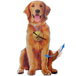 golden retriever wagging tail wall clock, golden retriever swinging-tail pendulum wall clock, golden retriever lover gifts, dog wall clocks, gift for dog lovers