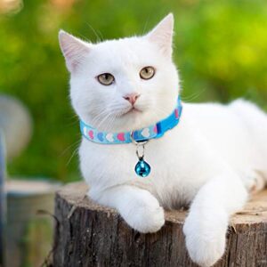 6 Pieces Cat Collar with Bell Kitten Breakaway Collar Heart Pattern Adjustable Safe Baby Kitten Collars Lollipop Spring Summer Cat Collars for Girl Boy Cats