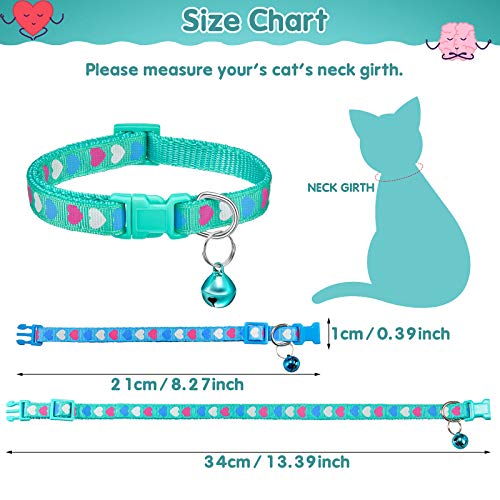 6 Pieces Cat Collar with Bell Kitten Breakaway Collar Heart Pattern Adjustable Safe Baby Kitten Collars Lollipop Spring Summer Cat Collars for Girl Boy Cats