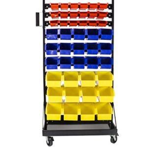 Steel Dragon Tools® TLPB05 90 Parts Bin Shelving Storage Organizer with Locking Wheels for Shop Garage and Home