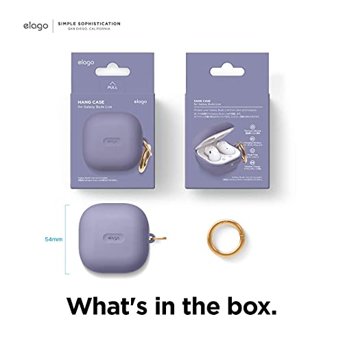 elago Silicone Hang Case Compatible with Samsung Galaxy Buds 2 Pro Case (2022) / Galaxy Buds 2 Case (2021) / Galaxy Buds Pro Case (2021) / Galaxy Buds Live Case (2020) [Lavender Grey]