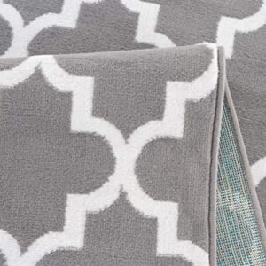 Msrugs Area Rugs, 3x5 Trellis Collection Modern Gray White Area Rug, Contemporary Soft Cozy Carpet for Living Room and Bedroom