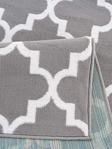 Msrugs Area Rugs, 3x5 Trellis Collection Modern Gray White Area Rug, Contemporary Soft Cozy Carpet for Living Room and Bedroom